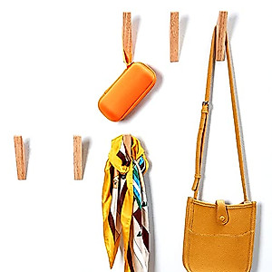 DUUO LONANGG Wooden Hooks Wall Hooks, Coat Hooks, Rubber Wood Hooks (Pack 6) Wall Hangers Hooks for Hanging Coats, Hats Hooks, Bags Hooks Towels Hooks, Decorations Triangle Hook