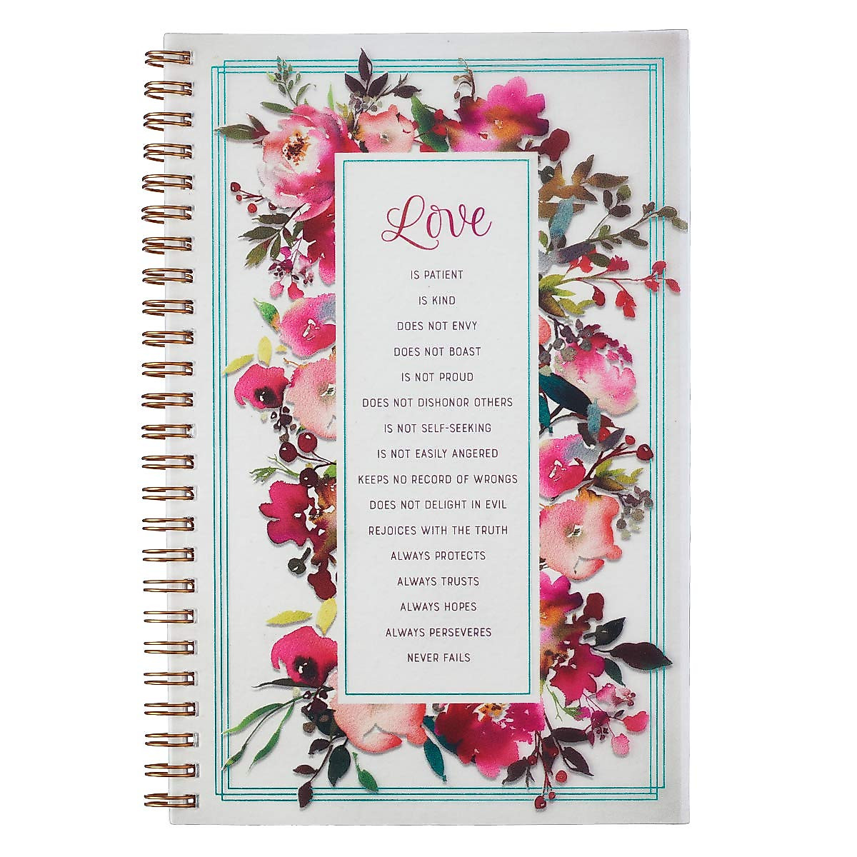 Christian Art Gifts Notebook Love Is Patient Kind I Corinthians 13:4-7 Bible Verse Inspirational Writing Notebook Gratitude Prayer Journal Flexible Cover 128 Ruled Pages w/Scripture, 6 x 8.5 Inches