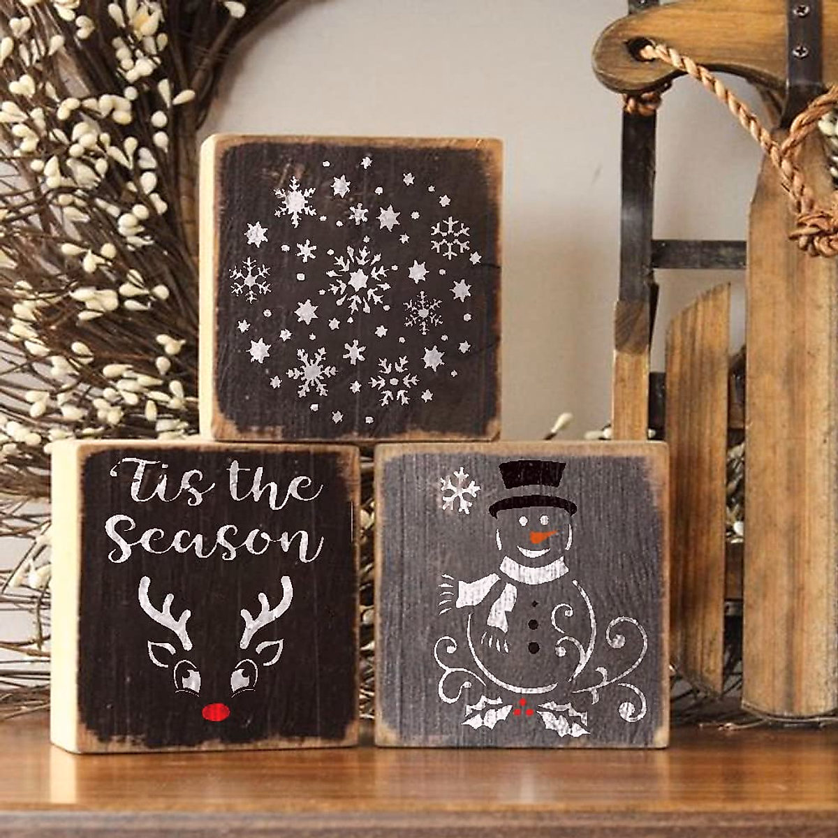 Christmas Stencils for Painting on Wood – Large Christmas Stencil Set includes Gnome & Snowflakes - DIY Holiday Stencils Reusable for Crafts, Signs, Canvas, Windows, Cookies & Templates