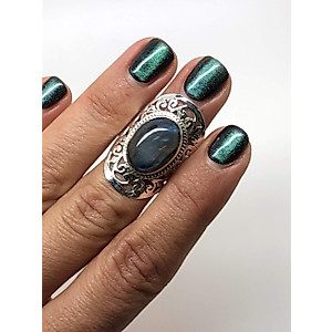 Koral Jewelry Labradorite Tribal Vintage Lace Ring 925 Sterling Silver Gipsy Boho Chic (9)