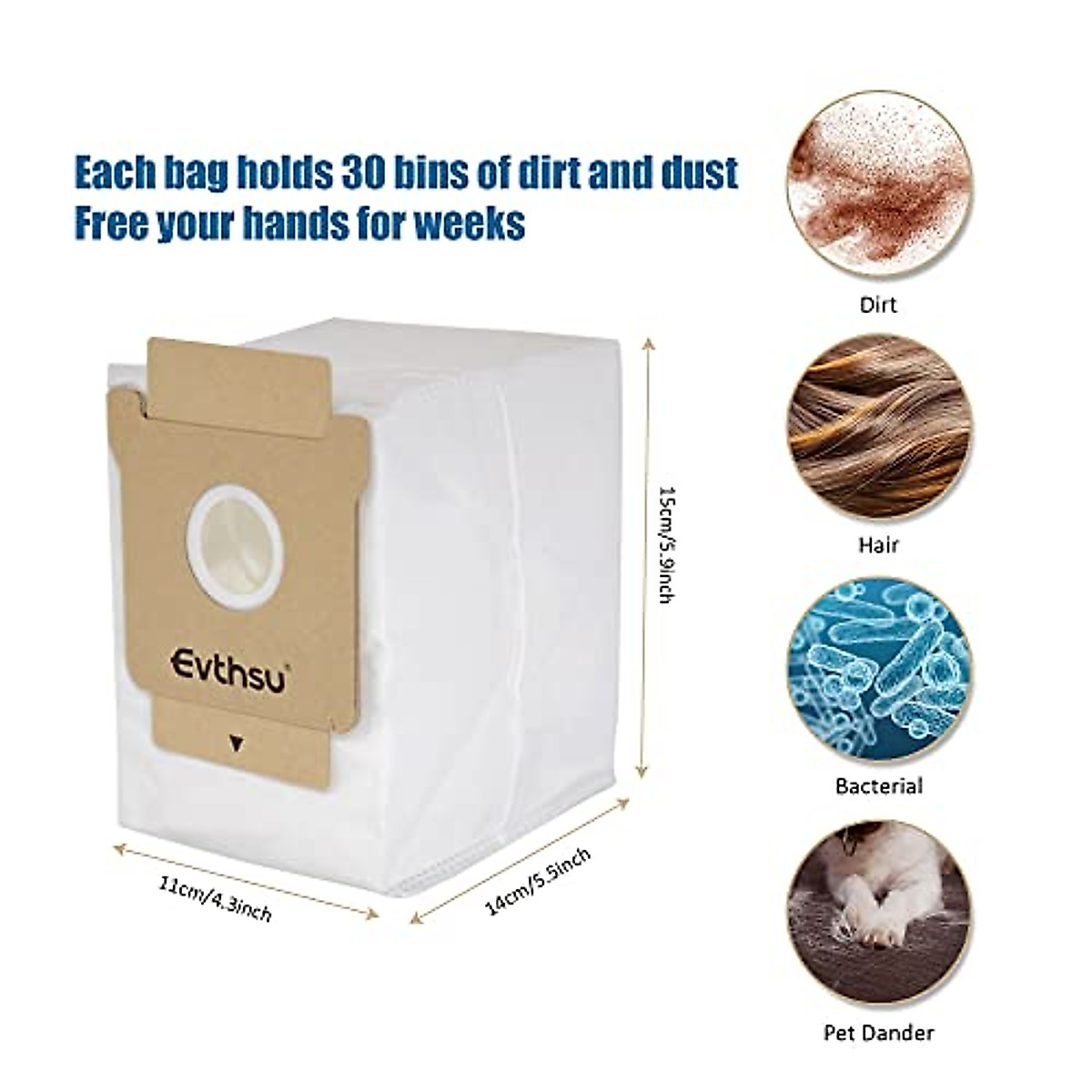 12 Pack Vacuum Bags for iRobot Roomba Bags, Replacement Parts for iRobot Roomba i7 i7+Plus(7550) i3+ i4+ i6+ i8+ j7+ (7550) s9+ I & S & J Series Automatic Dirt Disposal Bags