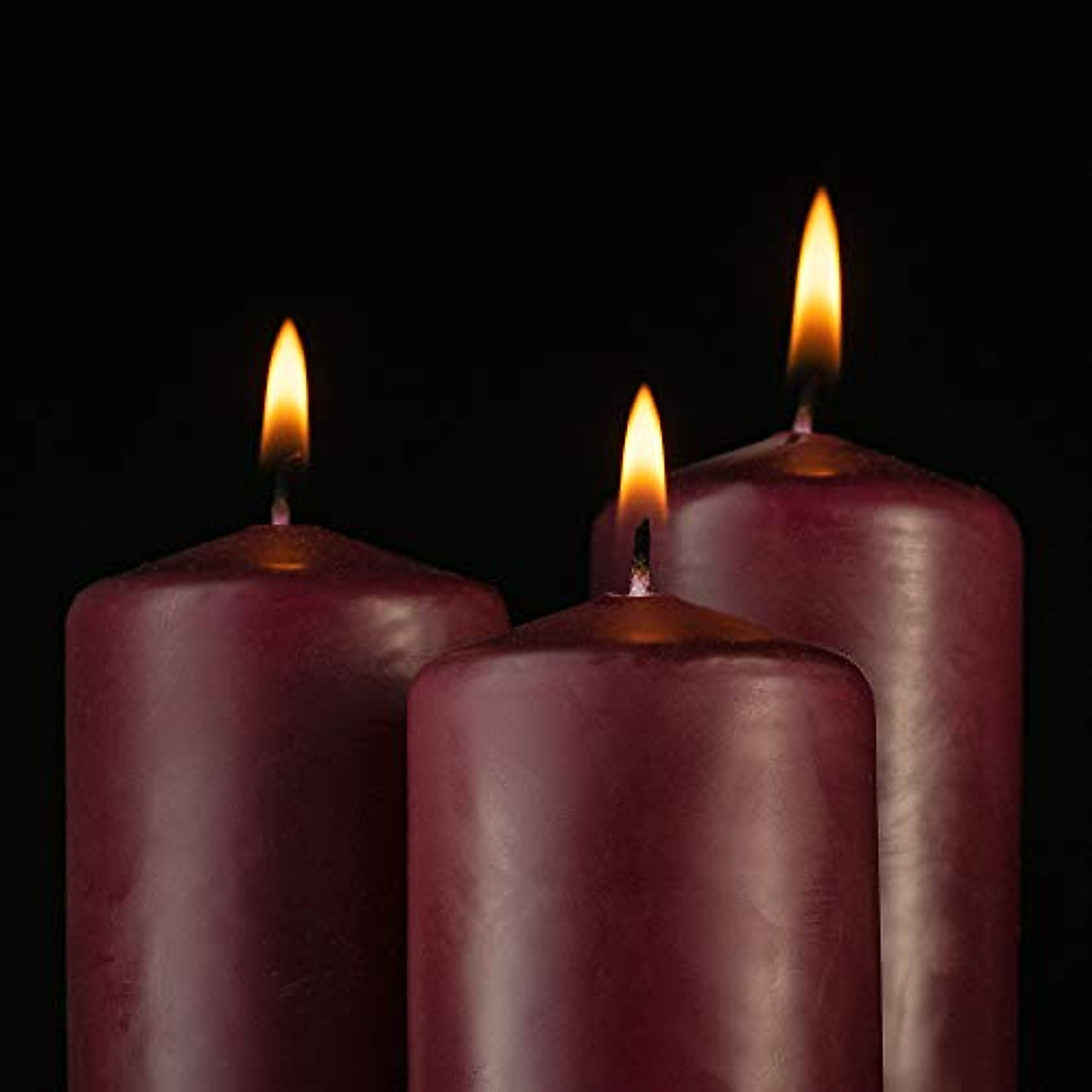 SPAAS Wine Red Pillar Candles - 4 Pack | 2x3” Small Pillar Candles for Lantern Home Décor, Kitchen Decoration, Fireplace, Wedding Aesthetic, Centerpiece | Non Scented Decorative Pillar Candles
