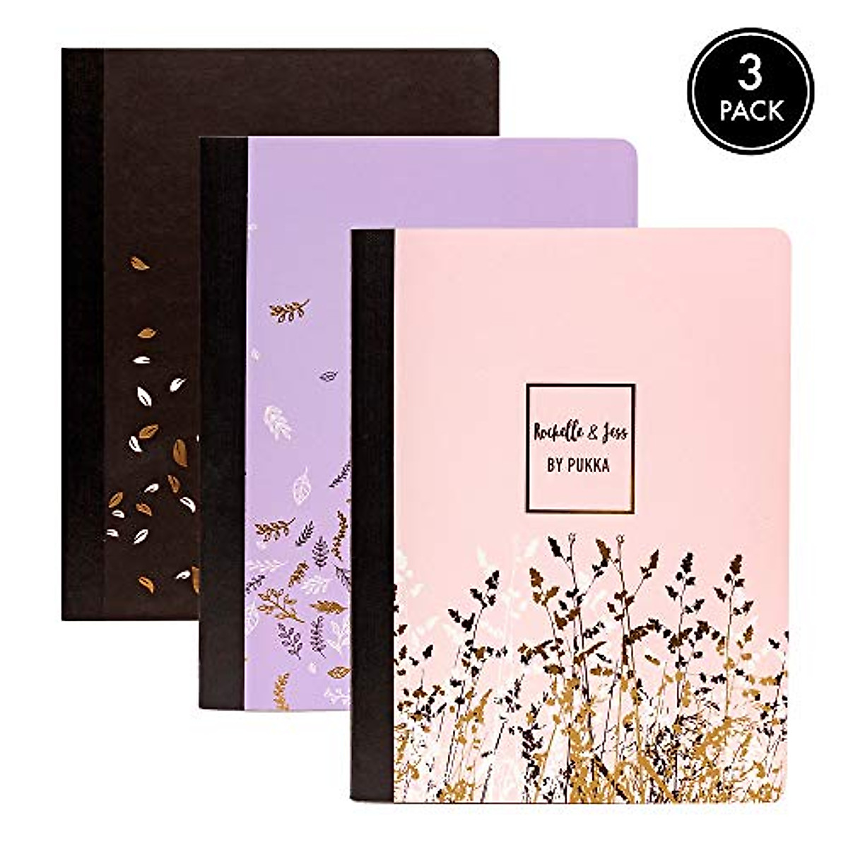 Pukka Pad, Composition Notebooks - 3 Pack of Journals Featuring 140 Pages of College Ruled 80GSM Paper with Sturdy Cover Stock - 9.75 x 7.5in - Rochelle and Jess