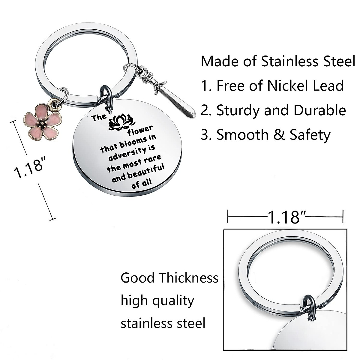 Princess Mulan Inspired Cuff Bracelet Keychain The Flower That Blooms in Adversity Jewelry Gift for Her (keychain S)