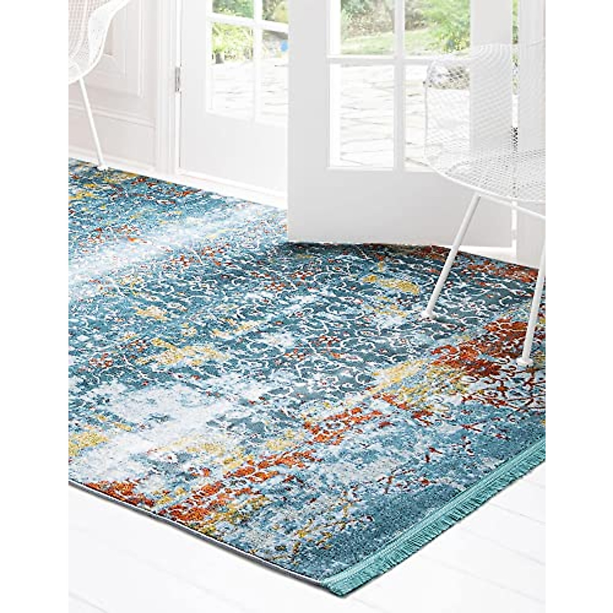 Unique Loom Baracoa Collection Area Rug-Alamar, 5' 5" x 8' Rectangle, Blue/Olive
