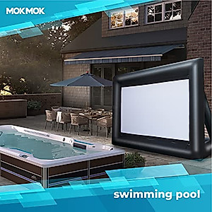 Mokmok 20ft Front and Rear Projection Inflatable Projection Screen,with Air Blower and Storage Bag, Blow Up Movie Screen for Backyard Outdoor Movie Night Barbecue Pool Party, Easy Setup