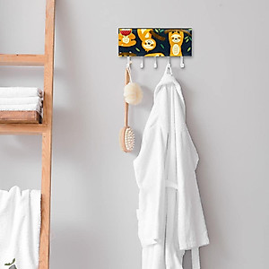 Cute Baby Sloth Sleep on The Tree Key Holder for Wall with Mail Organizer, Self Adhesive Key Rack with 5 Hooks, Decorative Home Decor for Entryway Bathroom Kitchen