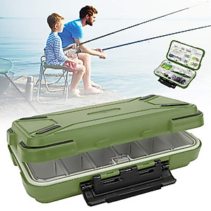 BORDSTRACT Fishing Tackle Box, Waterproof Plastic Fishing Accessory Storage Organizer, Small Tackle Container for Lures, Jigs, Hooks, Sinkers(Green)