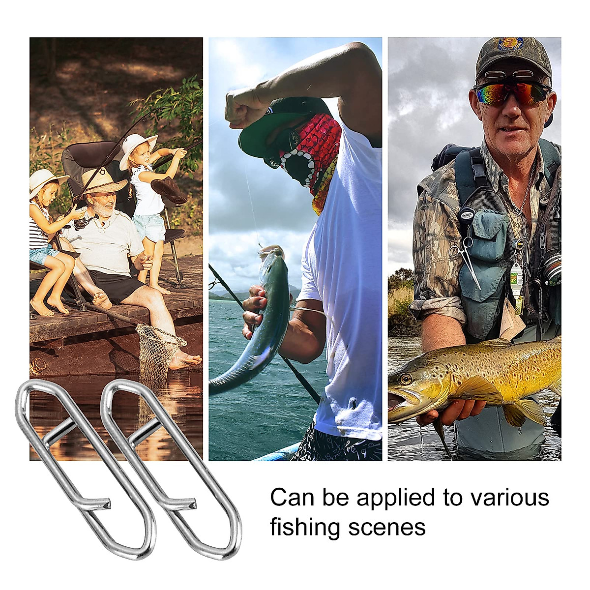 EOMTUR Tactical Anglers Power Clips Quick Fishing Snaps and Clips Stainless Steel Decoy Longline Clips Easy Change Lure Snap, 50 Pcs, 3 Sizes (Medium)