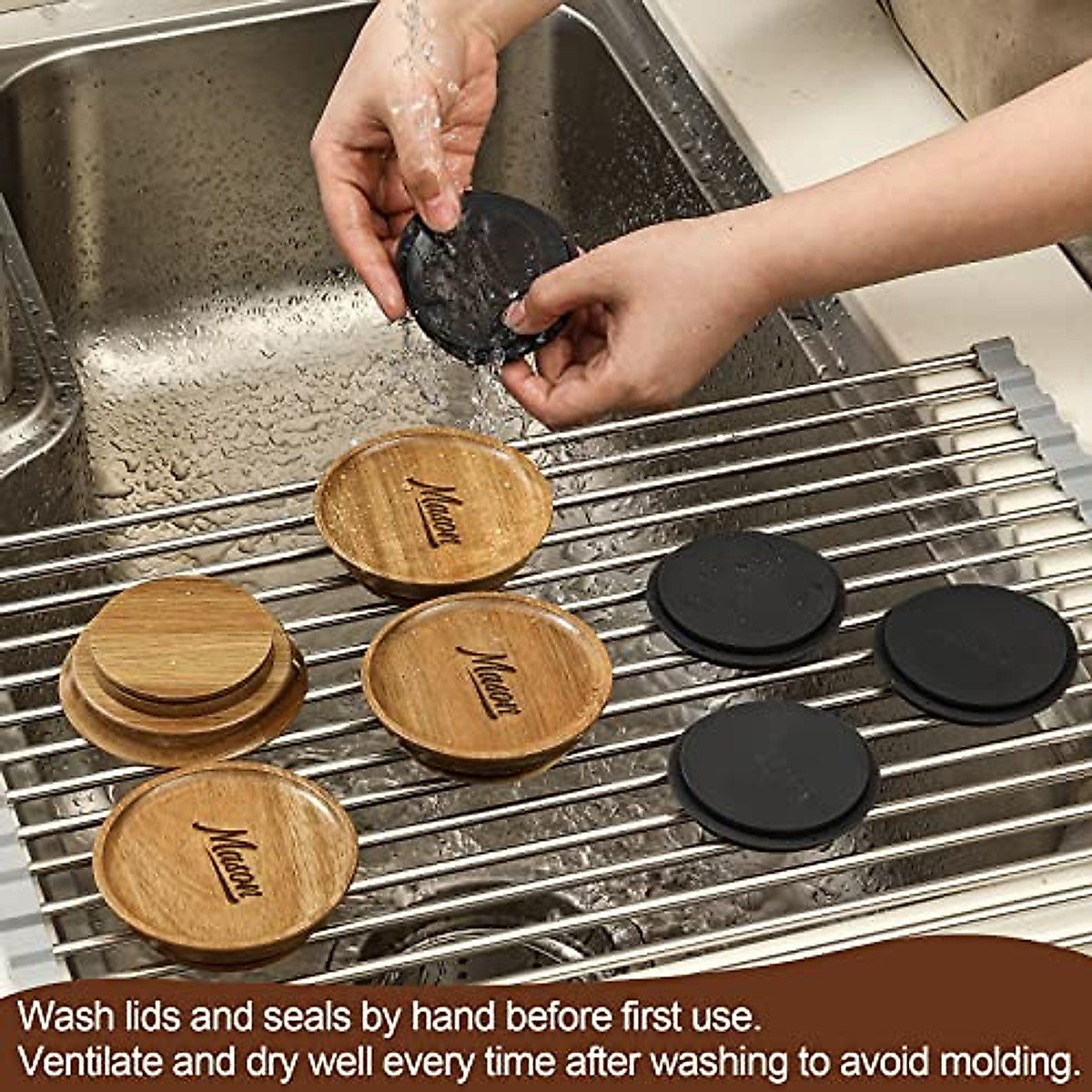 8 Pack Wide Mouth Wooden Storage Lids for Ball,Kerr Jars,Food Grade Material,100% Fit & Airtight for Wide Mouth Jars