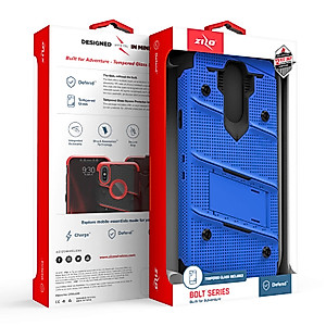 ZIZO Bolt Series LG Stylo 4 Case Military Grade Drop Tested with Tempered Glass Screen Protector, Holster, Kickstand Blue Black