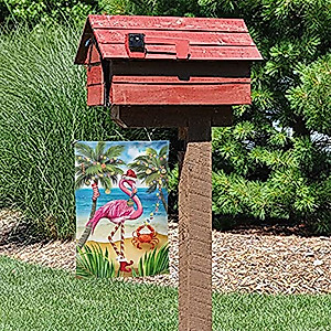 Mr.Tom Merry Christmas Flamingo Garden Flag Double Sided Outdoor Garden Yard Banner Decoration Size 12.5"X18"