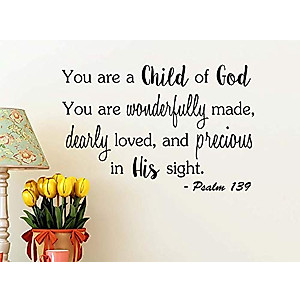 You are a Child of God You are Wonderfully Made 23 x 15 Vinyl Wall Quote Decal Sticker Church Religious Calligraphy Corinthians Nursery Art Decor Motivational Inspirational Decorative Lettering