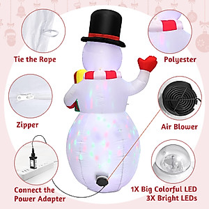 Christmas Inflatables Snowman Outdoor Yard Decorations, 5 FT Christmas Blow up Snowman with Black Top Hat, Built-in LED Lights for Xmas Home Garden Family Prop Lawn Holiday Party Indoor Decor
