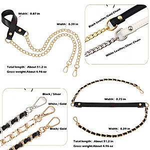 Maikaisen Wallet Chain Replacement for Shoulder Bags and Crossbody Bags, Microfiber Leather Combined with Durable Iron Chain, 51" Long Black (Black/Gold)