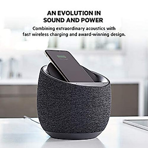 Belkin SOUNDFORM Elite Hi-Fi Smart Speaker + Wireless Charger (Alexa Voice-Controlled Bluetooth Speaker) Sound Technology By Devialet, Fast Wireless Charging for iPhone, Samsung Galaxy & More - White