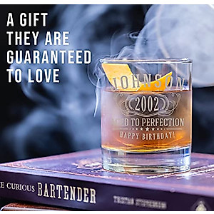 Personalized Etched 11oz Whiskey Glass - Custom Engraved Bourbon Customized Birthday Gifts for Men, Dad Scotch Drinking Glasses, Groomsmen Gifts, Liquor Cocktail Rocks Old Fashioned, Bernard