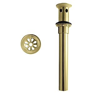 Westbrass D411A-01 High-Flow Grid Lavatory Drain with Overflow Holes-Exposed, Polished Brass