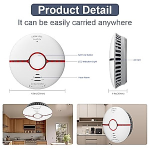 Smoke Detector, Fire Alarms with Battery Operated, Photoelectric Sensor Smoke Alarms with Light Sound Warning, Test Button, Fire Safety for Home Hotel