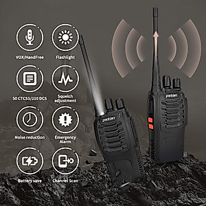 pxton walkie talkies for Adults Long Range with USB Charger and Upgraded Earpieces,Handheld Portable Two Way Radio walkie Talkie Rechargeable Include Li-ion Battery and Flashlight（4 Pack） Black