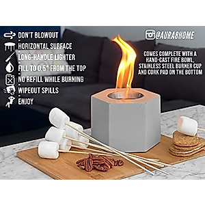Tabletop Fire Pit Concrete, Rubbing Alcohol Indoor Fire Bowl, Mini Fireplace Outdoor Decor Portable Table Top Chiminea Meditation Isopropyl (Hexagon)