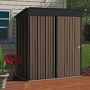 LEMBERI 5x3 FT Outdoor Storage Shed,Tool Garden Metal Sheds with Lockable Door,Outside Waterproof Galvanized Steel Storage House for Backyard Garden, Patio, Lawn