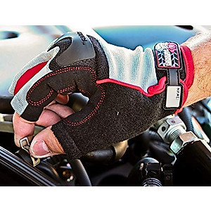 GREASE MONKEY 22102-23 Pro Fingerless All Purpose Work Gloves & Workout Gloves, Single Pair, Medium
