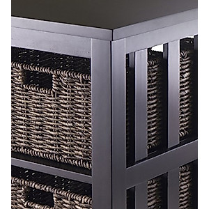 Winsome Morris 25.04" x 20.08" x 16.54" Wood Side Table With 2 Foldable Baskets, Espresso