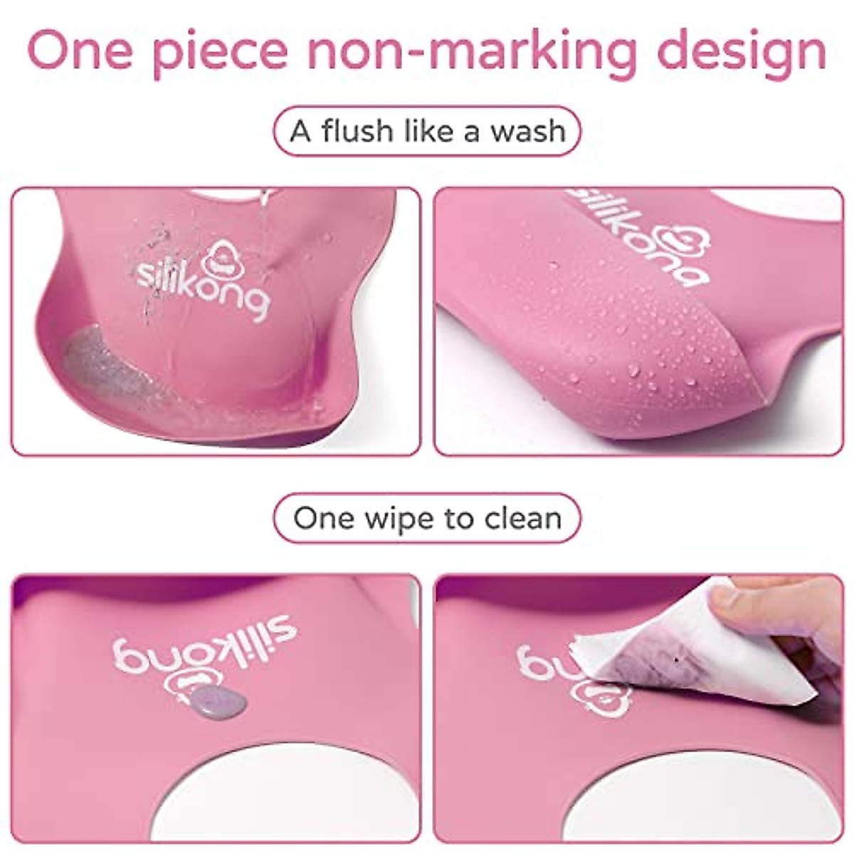 Silicone Bibs for Babies with Crumb & Drip Catcher Pocket | For Babies & Toddlers | Waterproof, Easy to Clean | 2 Colors Set (Pink/Gray)