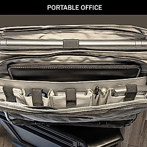 Canvas Messenger Bag for Men, Laptop Case, Satchel | Office Professionals, Travel | Waxed Canvas, Genuine Leather, Smoked Metal Hardware | Trolley Sleeve