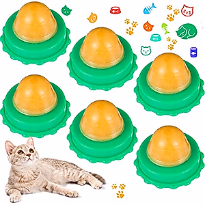 Nuanchu 6 Pieces Cat Snacks Candy Ball Lickable Sugar Ball Cat Toy Edible Catnip Balls Cat Treats Candy Ball Catnip Candy Kitten Licking Sweet Ball Treats Licking Candy (Green)