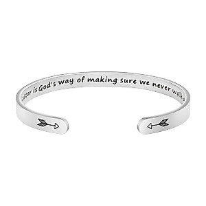 JoycuFF Friendship Bracelets for Best Friends Inspirational Bangle Quotes Saying Engraved Stainless Steel Jewellery White