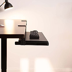 VIVO Height Adjustable Clamp and 12 inch Rail Set for DIY Custom Wooden Keyboard Trays (Tray Not Included), Under Desk Pull Out Slider Track with C-clamp Mount System, Black, MOUNT-RAIL02H