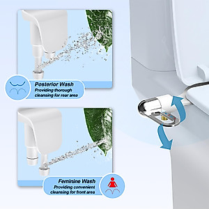 jeriussg Bidet Attachment for Toilet,Ultra-Slim,Dual Nozzle, Non-Electric Bidet Attachment for Toilet Seat with Stainless Steel Regulator,Adjustable Water Pressure, Rear and Feminine Wash