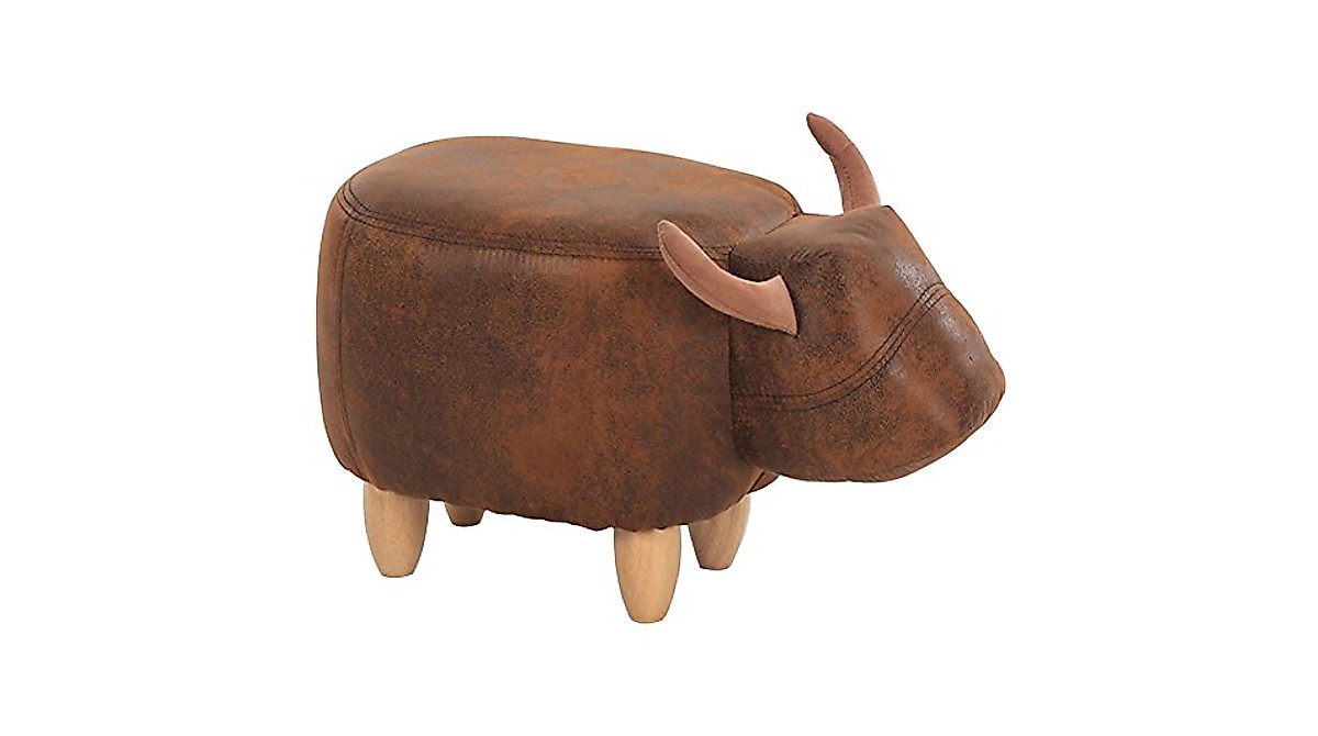 OLizee Buffalo Footstool - Fun & Durable Animal-Themed Ottoman
