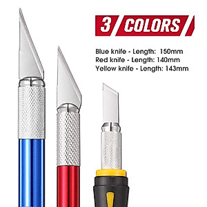 REXBETI 16 Piece Precision Hobby Craft Knife Set, with 10 Piece Refill SK5 Blades, Suitable for Halloween Pumpkin Carving, Art Modeling, Scrapbooking and Sculpture