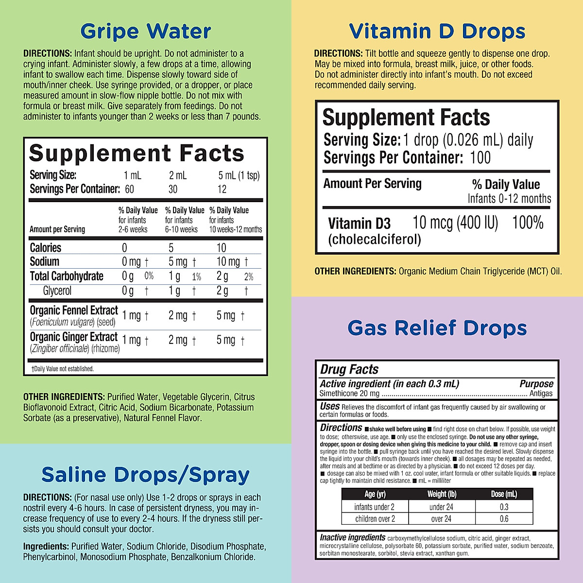 Mommy's Bliss Newborn Essentials Gift Set, Includes Gripe Water, Baby Vitamin D / Gas Drops and Gentle Saline Drops/Spray