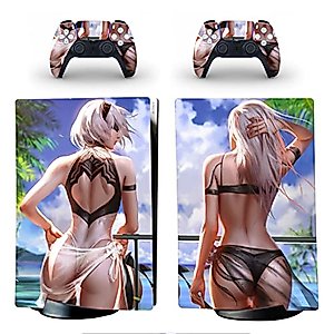 Vanknight PS5 Digital Edition Console Controllers Cover Anime Girl Skin Decals Stickers for PS5 Digital Console Hot Girl