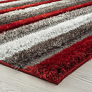 LUXE WEAVERS Lantanas Collection 7119 Red 8x10 Modern Geometric Area Rug