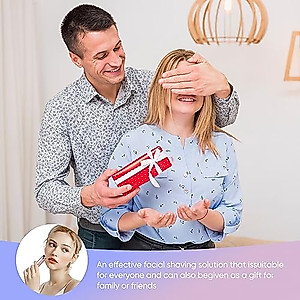 Facial Hair Removal for Women, Painless Womens Facial Hair Remover with 2 Replacement Heads, Lipstick-Sized, USB Rechargeable, Facial Hair Remover for Upper Lip,Chin,Peach Fuzz,Mustache（Rose Gold）