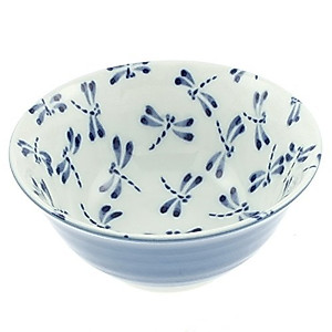 PDTXCLS Zmaomaoy Japanese 6" Tayo Blu/wht Dragonfly Bowl