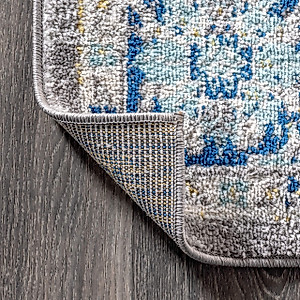 JONATHAN Y MDP204A-3 Modern Boho Floral Gray/Navy 3 ft. x 5 ft. Area-Rug, Bohemian, Easy-Cleaning,for Bed,Kitchen,Living Rooms, Non Shedding