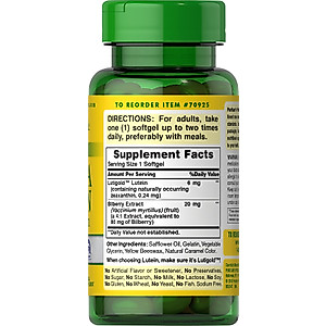 Puritan's Pride Herbavision with Lutein, Zeaxanthin and Bilberry Contributes to Healthy Vision,240 Softgels by Puritan's Pride, 240 Count (70925)