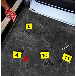 Crime Scene Decorations Kit, Crime Mystery Dinner Party Game Supplies, Includes Crime Scene Tape, 25 Yellow Evidence Markers, 25 Crime Object Cards
