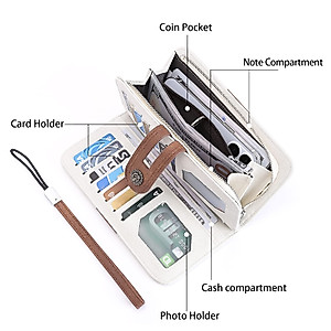 CLUCI Women Wallet Large Leather Designer Card Holder Organizer Long Ladies Travel Clutch Wristlet Coffee