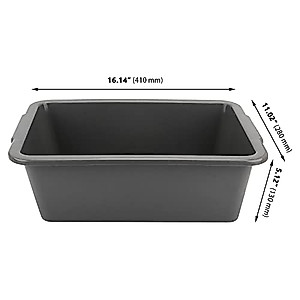 ZOENHOU 4 Pack 13 L Bus Tubs Plastic Bus Box, Gray Tubs Commercial Bus Box, Wash Basin Tote Box for Pantry Washing Dishes, 5 Inch Deep