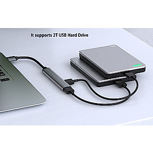 Zingther 5 in 1 USB C Data and Charging Hub, Type C Splitter to USB C, USB 3.0 OTG Adapter and 65W PD Charging, Compatible with MacBook Air, Surface Pro, Chromebook and External SSD