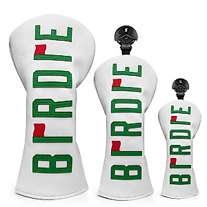 Golf Club Headcover 3 Wood Headcover Birdie Design Magnetic Closure Elegant Embroidery Premium Leather Driver Fairway Wood Hybrid Blade Putter Cover Wood Head Cover