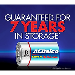 Powermax ACDelco 24-Count Size D Cell Alkaline Batteries Super Alkaline Battery 7-Year Shelf Life Reclosable Packaging