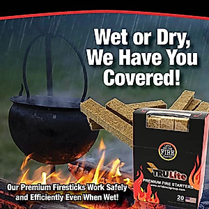 TRULite Premium Fire Starters, 20 Piece Box, USA Made, Ideal for Quickly, Safely & Naturally Lighting All Types of Grills, Bonfires, Fire Pits, Fireplaces, Wood Stoves, & Campfires!